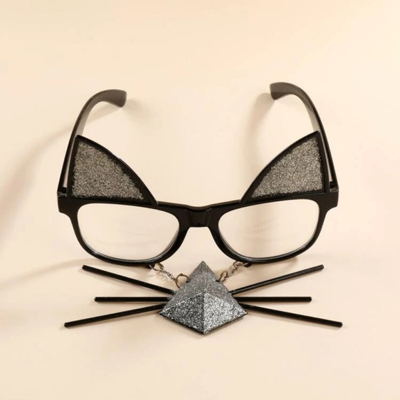 Kathrono | Accessories | Fun Glitter Cartoon Cat Disguise Glasses With ...